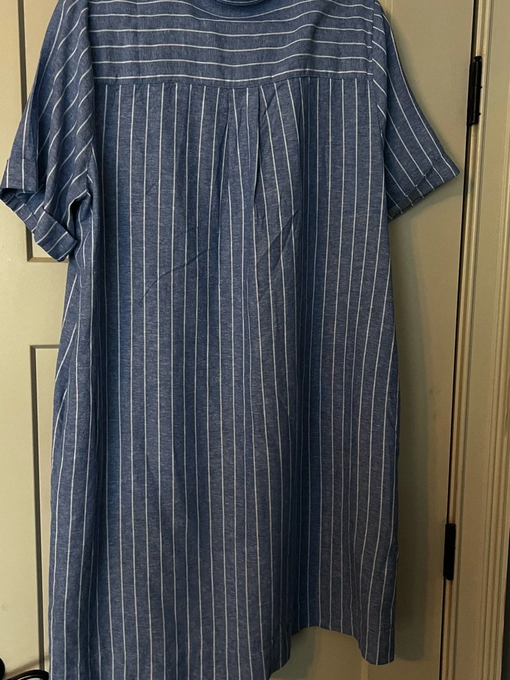 Old Navy | Dresses | Old Navy Blue And White Striped Midi Shirt Dress ...